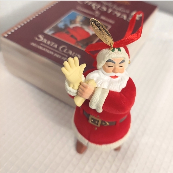 Hallmark | Holiday | Vtg Flocked Santa Claus Ornament Twas The Night ...